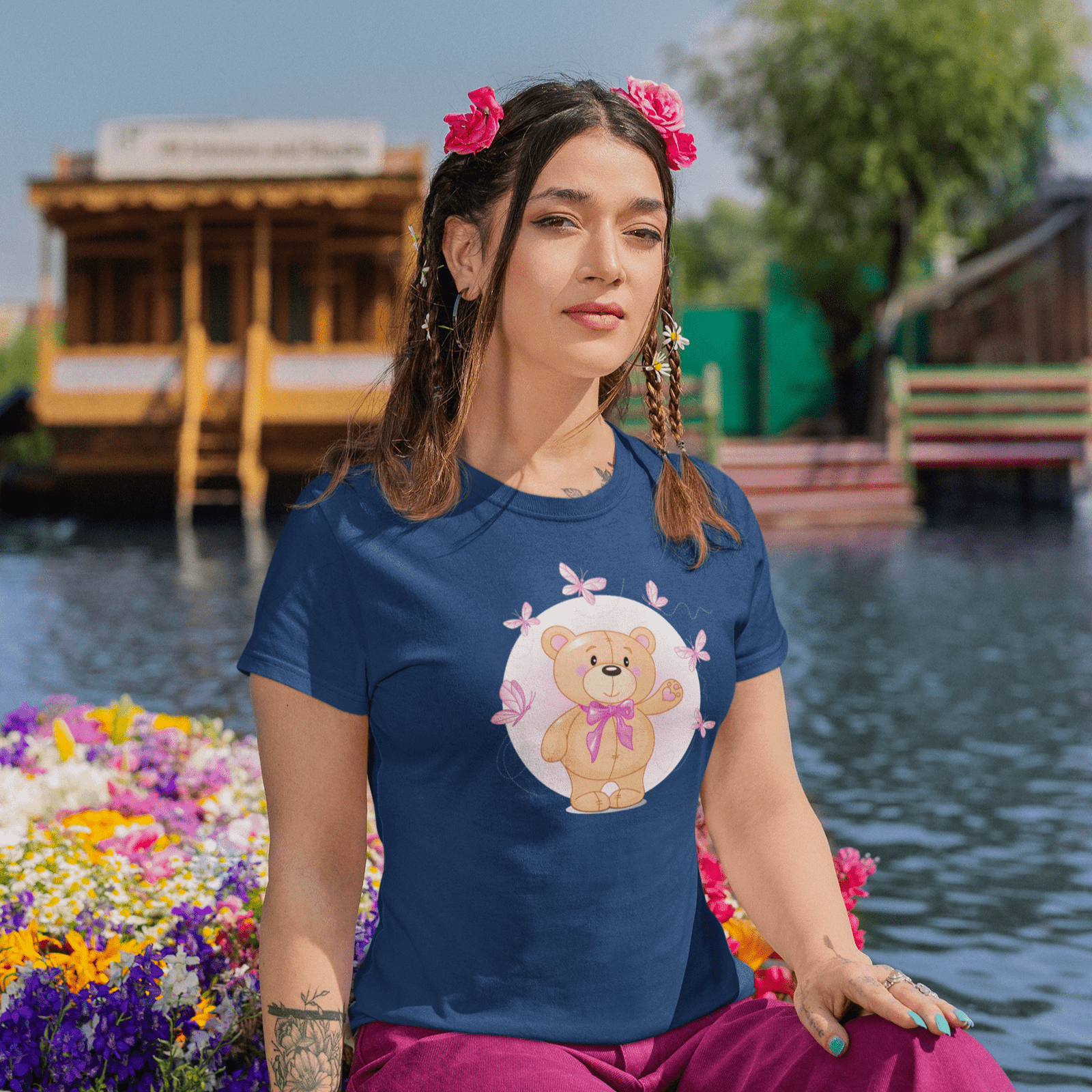 Teddy Bear T-Shirt - Classic Women's Round Neck Comfortable Nostalgia ...